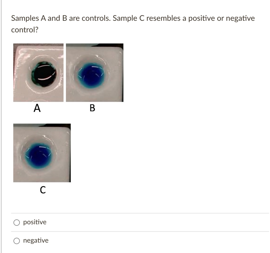 Samples A and B are controls. Sample C resembles a positive or negative ...