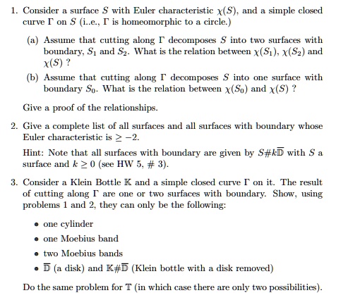 Solved Consider A Surface With Euler Characteristic Cmttc On Ie Is 4286