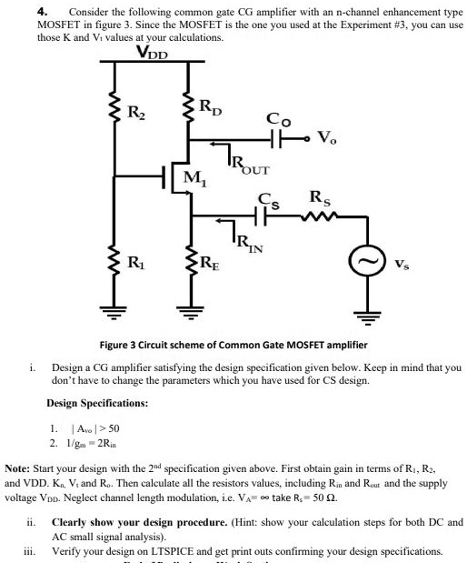 SOLVED: Consider the following common gate CG amplifier with an n-channel enhancement type ...