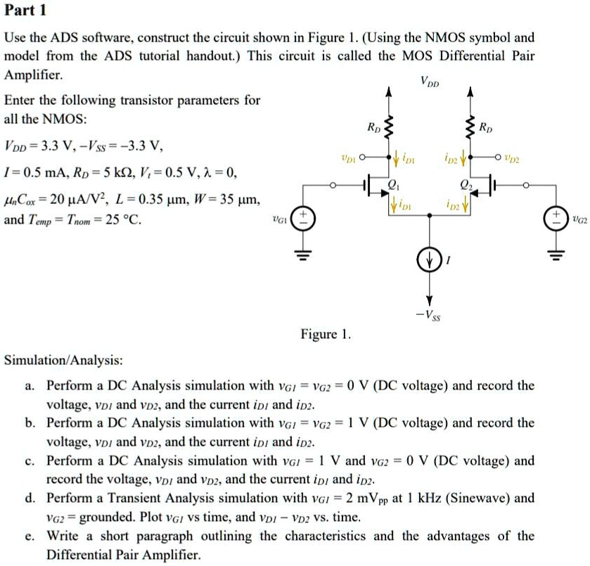 SOLVED: Use the ADS software to construct the circuit shown in Figure 1 ...