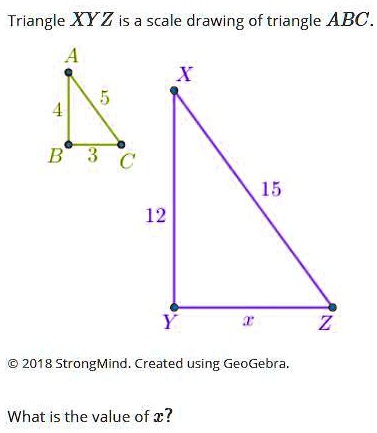 SOLVED: "Triangle XYZ is a scale drawing of triangle ABC. Triangle ABC has side lengths 3, 4, 5 ...