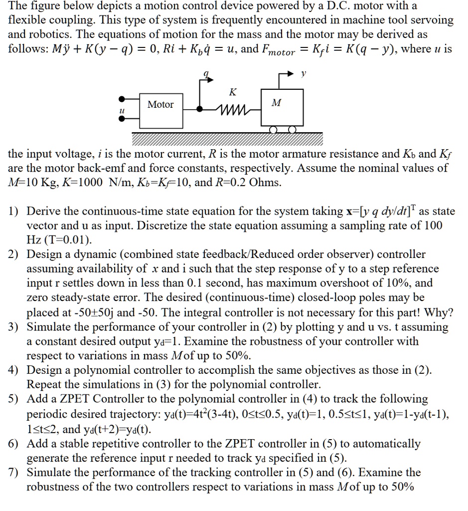 ihe figure below depicts a motion control device powered by a dcmotor ...