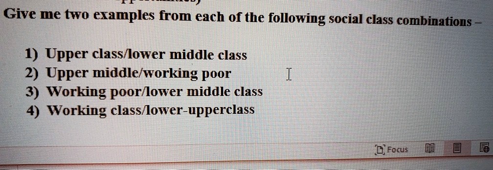 list social characteristics that are different among different classes ...