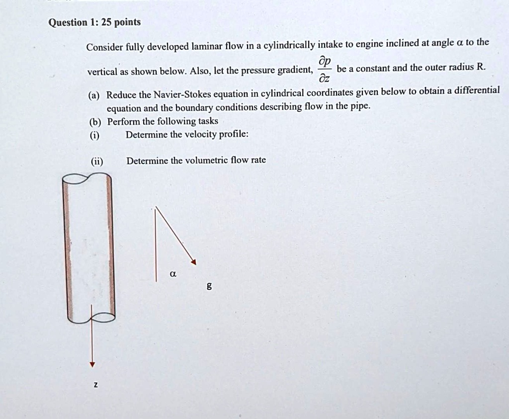 Question 1: 25 points Consider fully developed laminar flow in a ...