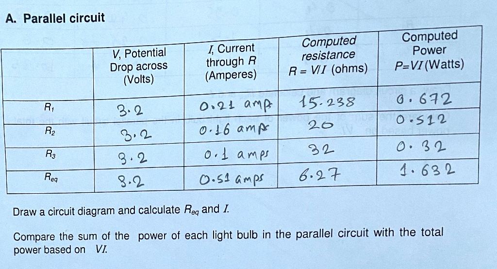 SOLVED: Please Help in calculation and questions: 1) Draw a diagram for the series circuit. Use ...