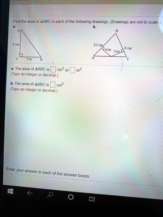 Find the area of ABC in each of the following drawings....