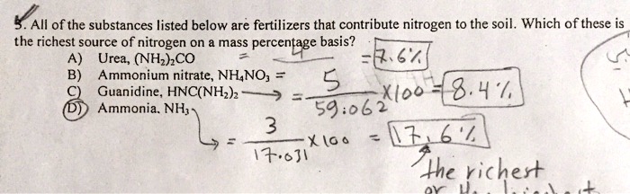 SOLVED: All of the substances listed below are fertilizers that ...