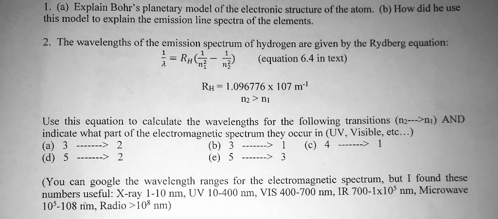 SOLVED: (a) Explain Bohr's planetary model of the electronic structure ...