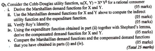 q consider the cobb douglas utility functionuxyxy for a rational ...