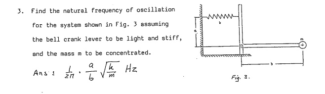 SOLVED: J. Find the natural frequency of oscillation for the system shown in Fig. 3 assuming the ...