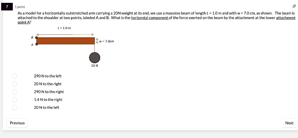 7 1 point As a model for a horizontally outstretched arm carrying a 20N ...