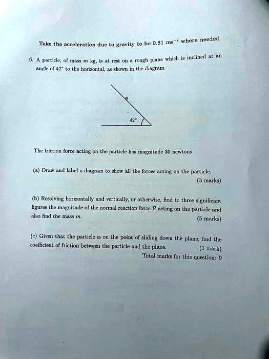 SOLVED: The angle of 42Â° to the horizontal, as shown in the diagram. The friction force acting ...