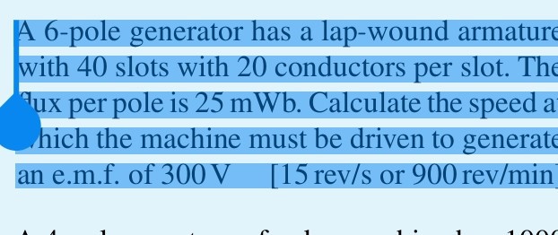 SOLVED: A 6-pole generator has a lap-wound armatur with 40 slots with ...