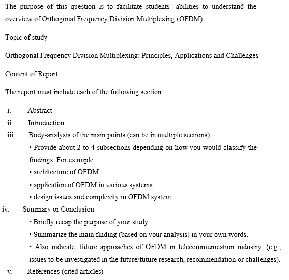 SOLVED: Overview of Orthogonal Frequency Division Multiplexing (OFDM) Topic of Study Orthogonal ...