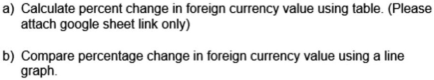 SOLVED: a Calculate percent change in foreign currency value using ...
