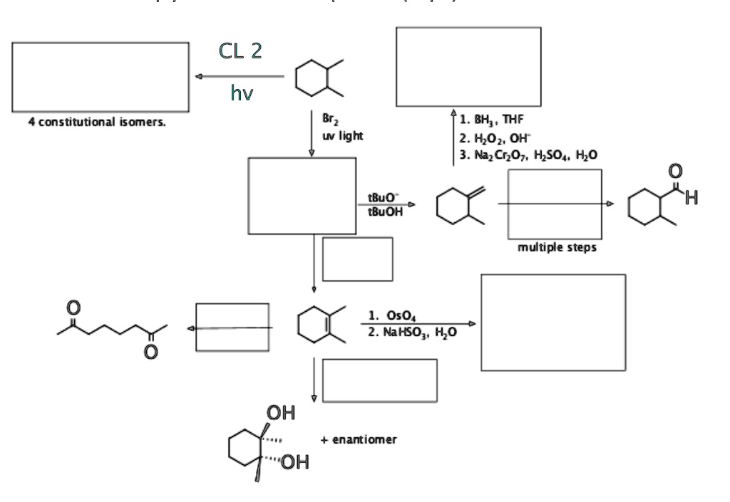 SOLVED: CL 2 hv Br 2 Uv light 1. BH; , THF 2. H,Oz, OH 3 . Na,CrOz, H ...