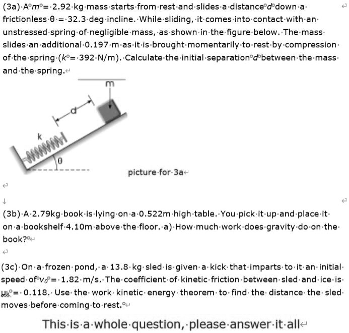 SOLVED: 3a-Am=-2.92-kg-mass-starts-from-rest-and-slides-a-distance ...