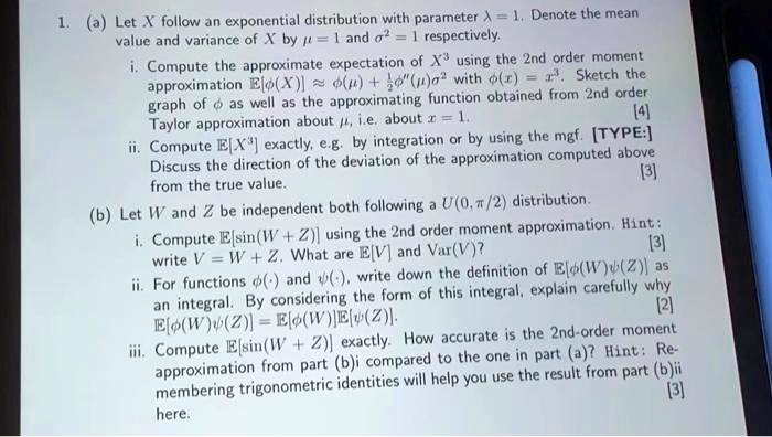 SOLVED: Let X follow an exponential distribution with parameter Î». Denote the mean value and ...