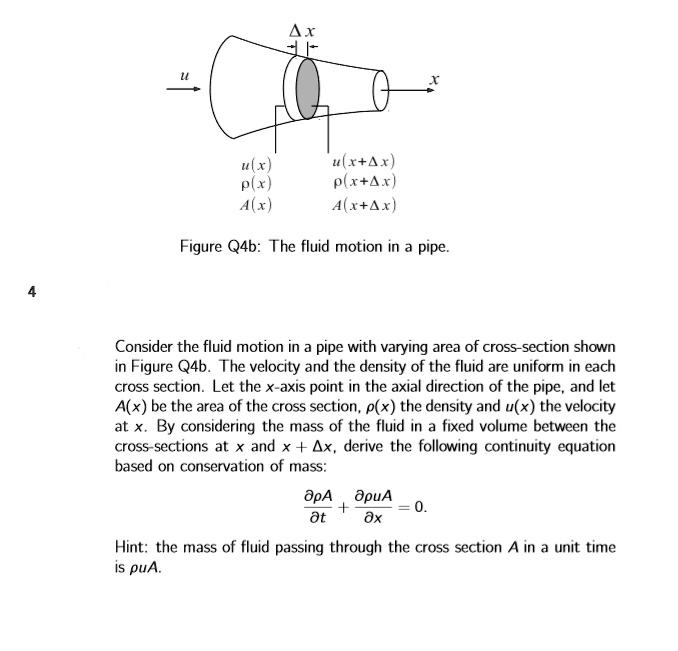 SOLVED: u(-+4x) p(r+Ax) A("+4x) Figure Q4b: The fluid motion in pipe Consider the fluid motion ...