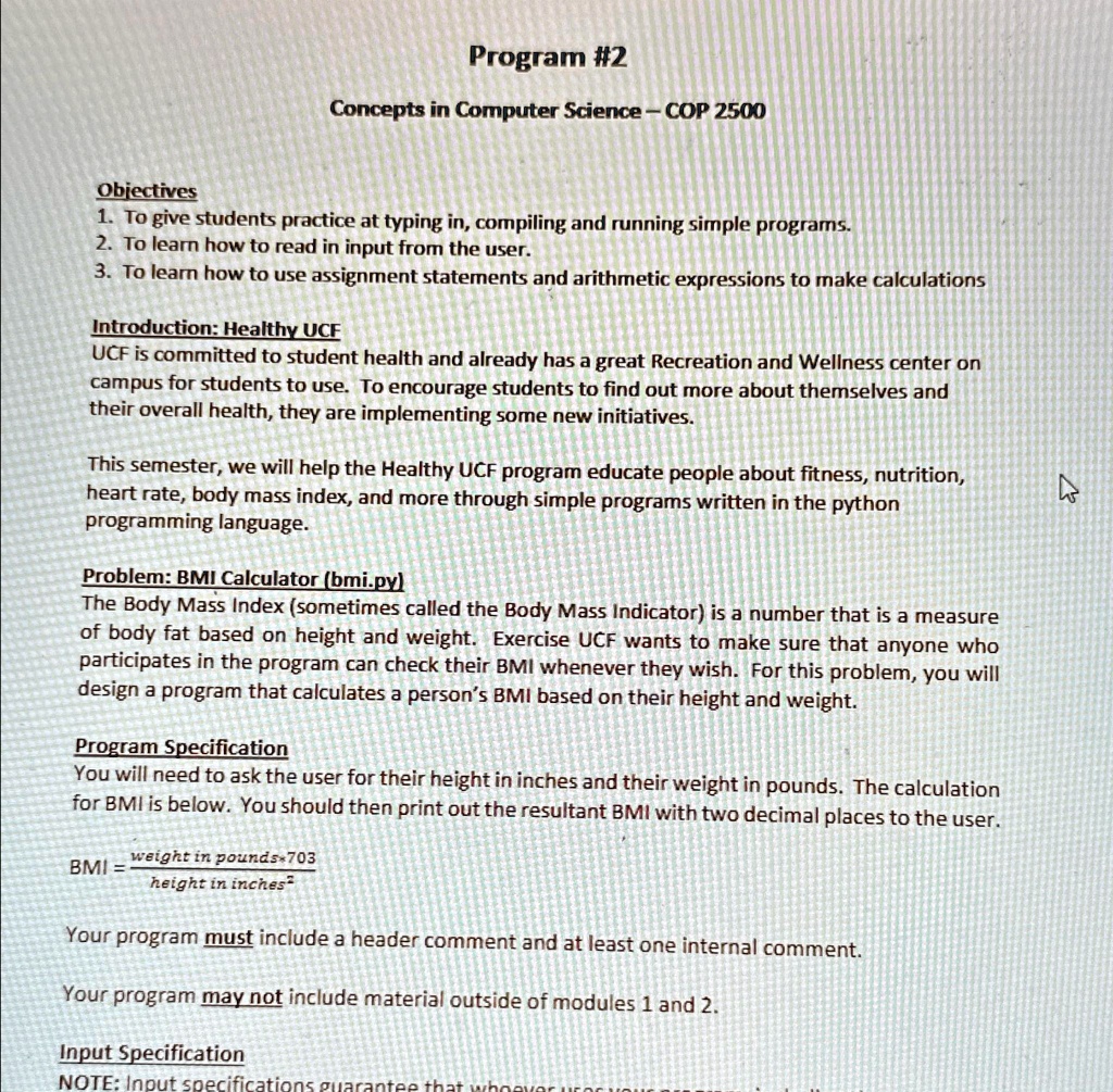 Program 2 concepts in computer science cop 2500 objectives 1...