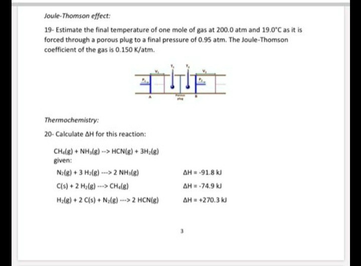 SOLVED: Joule-Thomson effect: Estimate the final temperature of one ...