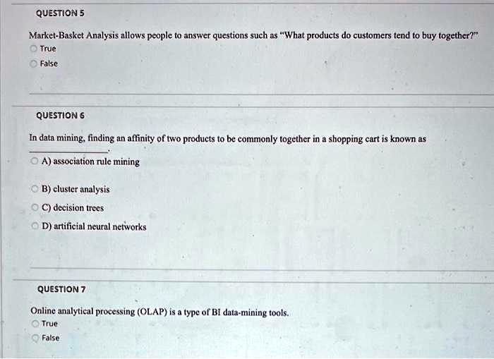 SOLVED: Market-Basket Analysis allows people to answer questions such as "What products do ...