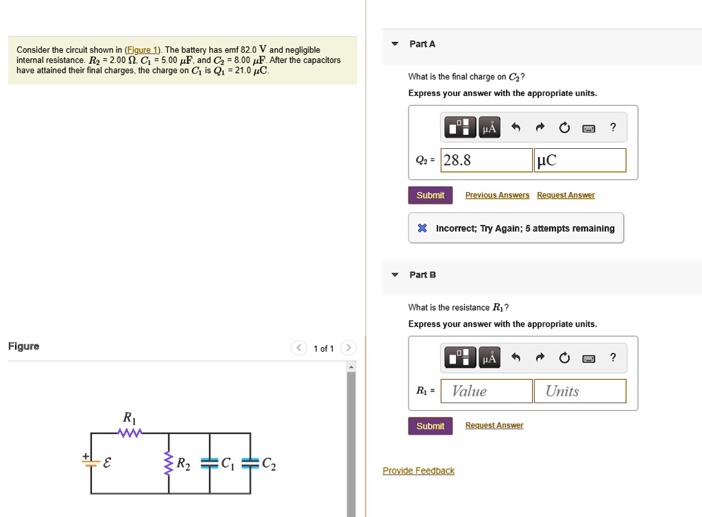 SOLVED: Consider the circuit shown (Figure 1). The battery has emf 82.0 V and negligible ...