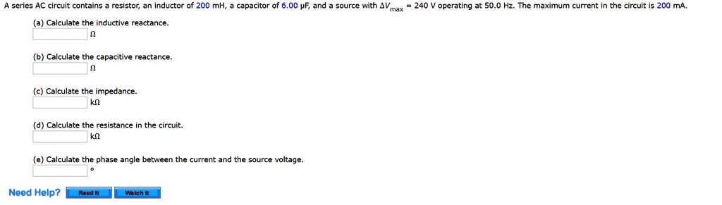 SOLVED: series AC circuit contains resistor an inductor of 200 mH; capacitor of ,00 pF; an ...