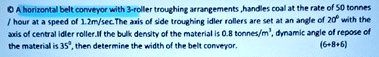 A horizontal belt conveyor with 3-roller troughing arrangements ...