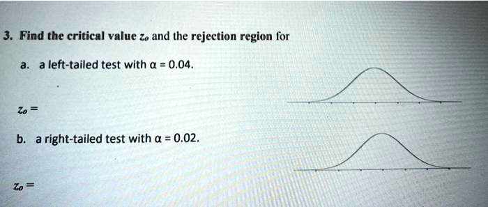 SOLVED: Find the critical value zo and the rejection region for a left ...