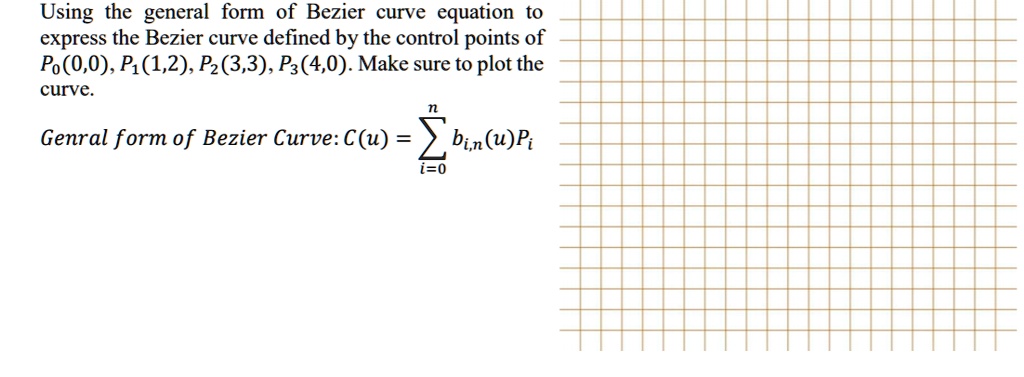 SOLVED: Using the general form of the Bezier curve equation to express the Bezier curve defined ...