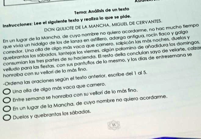 instrucciones don quijote de la mancha miguel de cervantes en un lugar ...