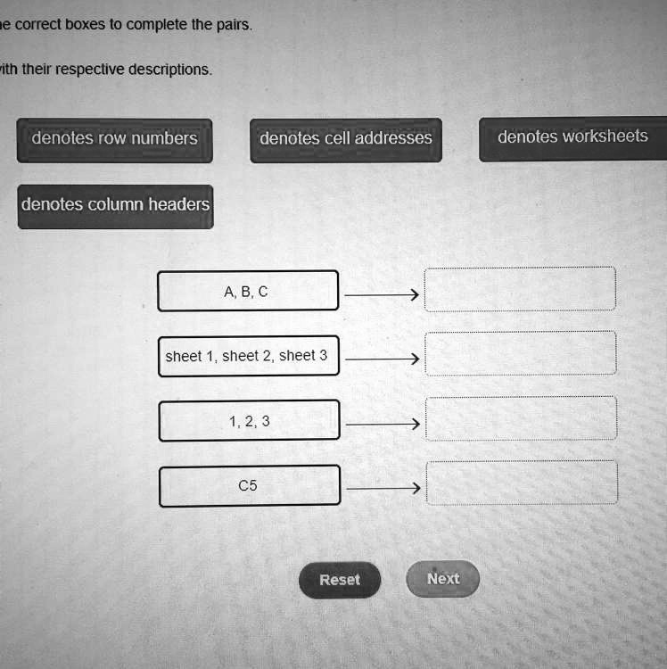 'Match the items with their respective descriptions correct boxes t0 ...