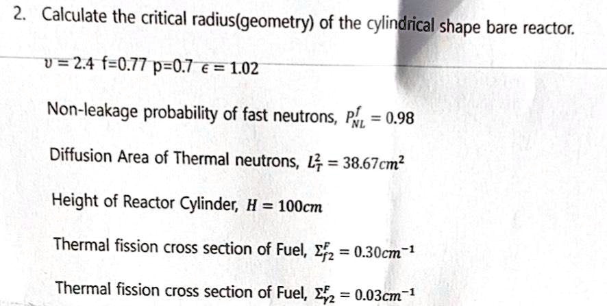 2. Calculate the critical radius(geometry) of the cylindrical shape ...
