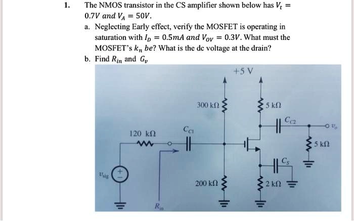 1. The NMOS transistor in the CS amplifier shown below has Vt = 0.7V ...