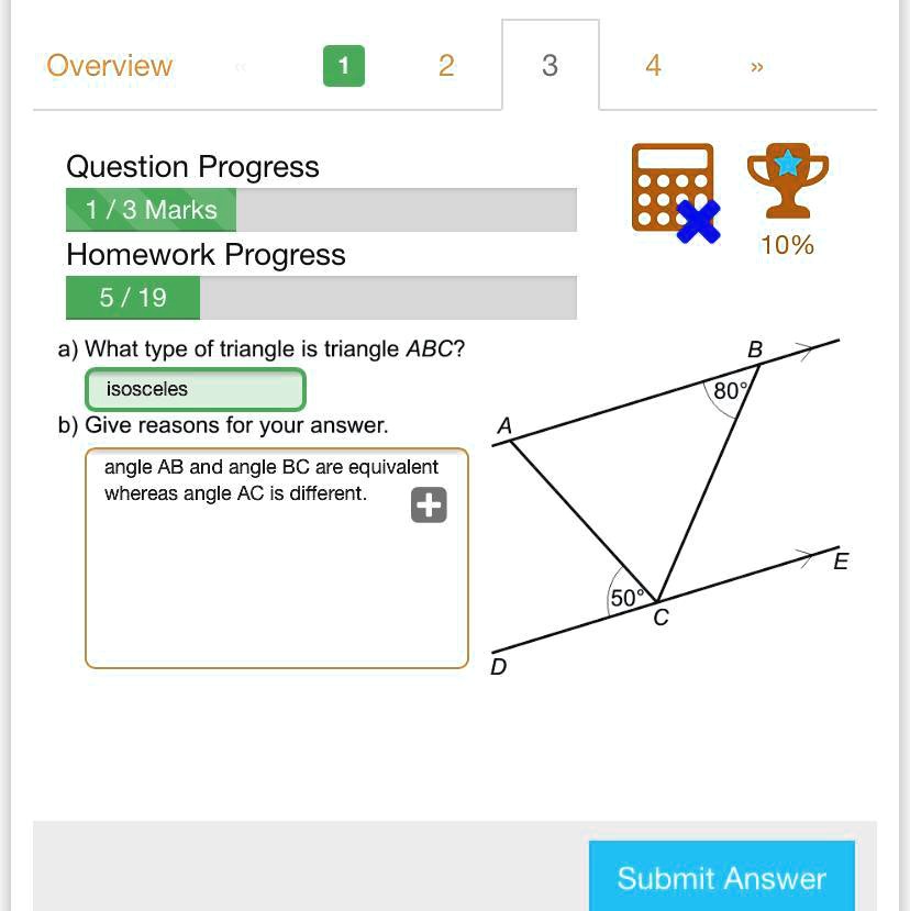 Overview 1 2 3 4 >> Question Progress 1 / 3 Marks Homework Progress 5 / 19 a) What type of ...