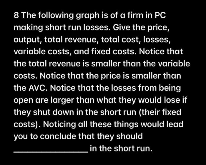 SOLVED: The following graph is of a firm in PC making short run losses ...