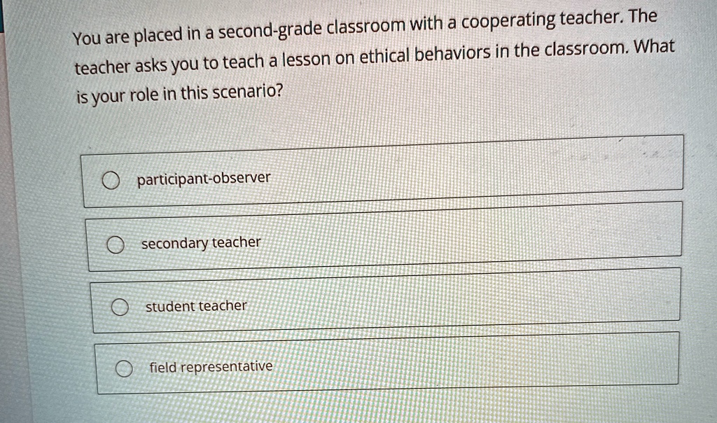 you are placed in a second grade classroom with a cooperating teacher ...