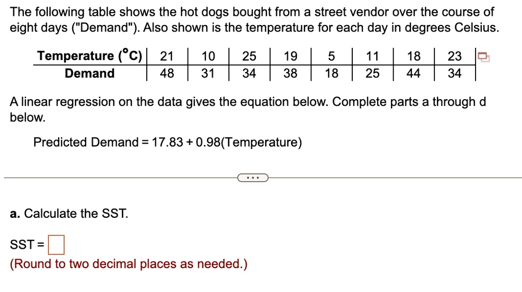 SOLVED: b. Partition the total sum of squares into the SSR and SSE.c. Calculate the sample ...
