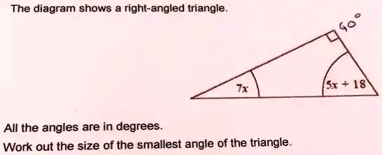 The diagram shows right-angled triangle 4o 5 + [8 All the angles are in ...