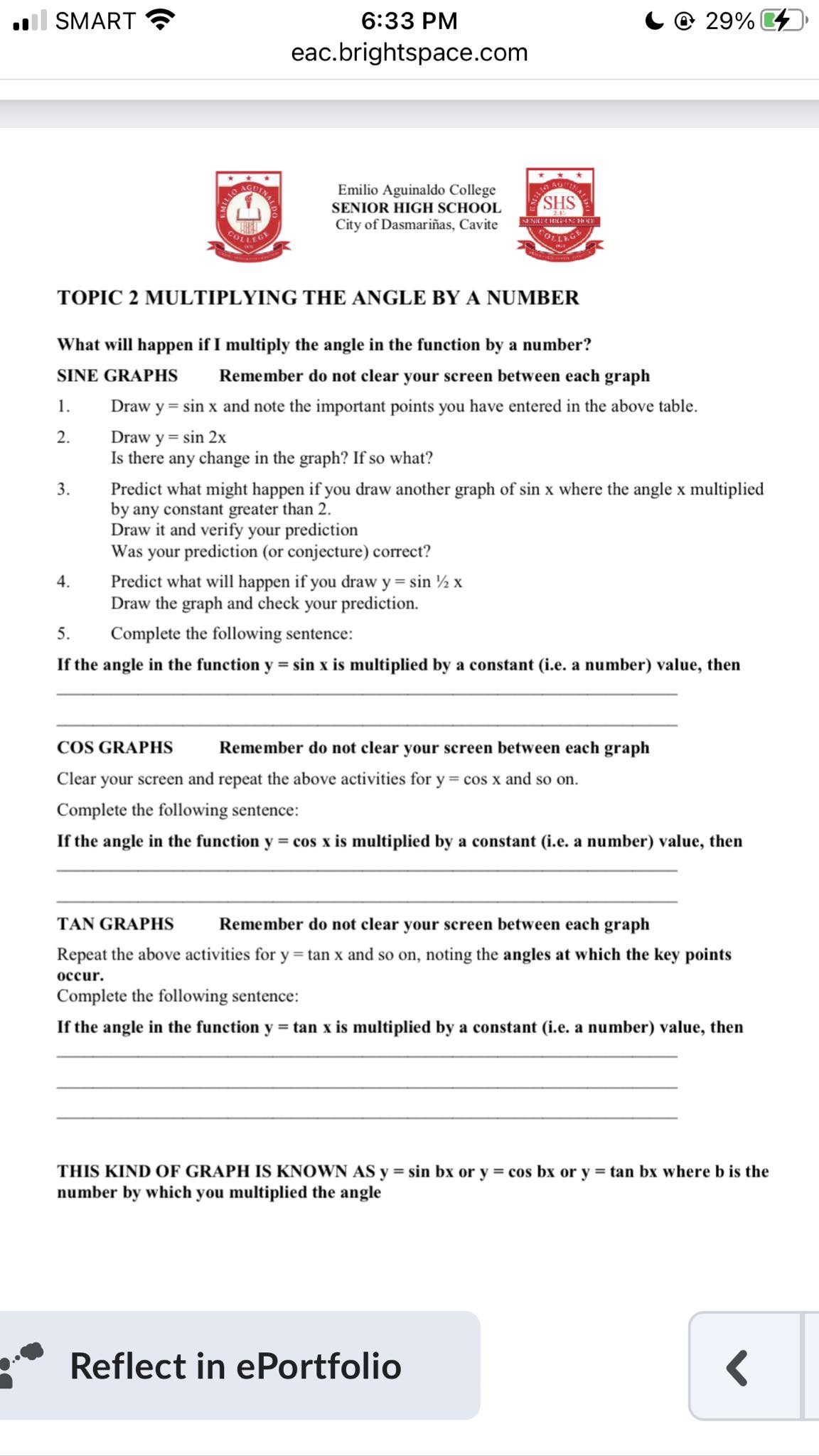 SOLVED: SMART 6:33 PM eac.brightspace.com Emilio Aguinaldo College ...
