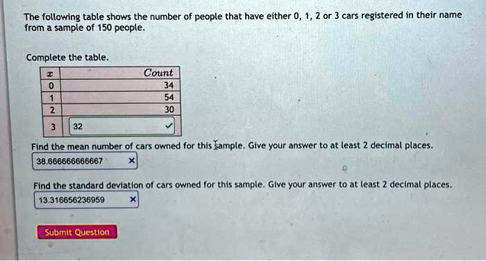 SOLVED: Please help me. The following table shows the number of people ...