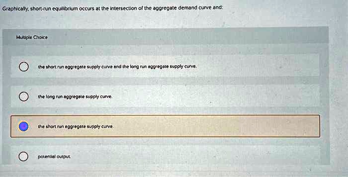 SOLVED: Graphically, short-run equilibrium occurs at the intersection of the aggregate demand ...