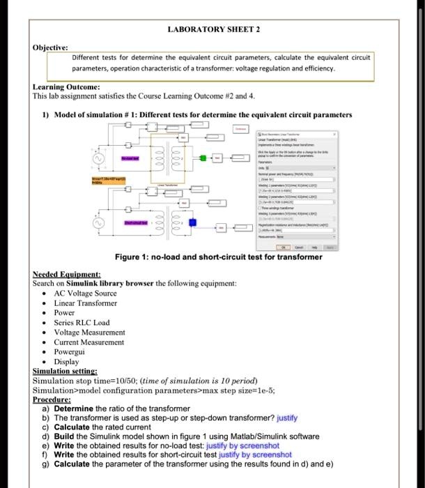 SOLVED: Laboratory Sheet Objective: Determine the equivalent circuit parameters, calculate the ...