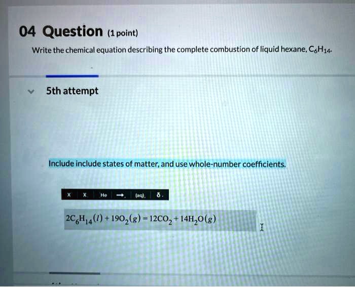 04 question 1point write the chemical equation describing the complete ...