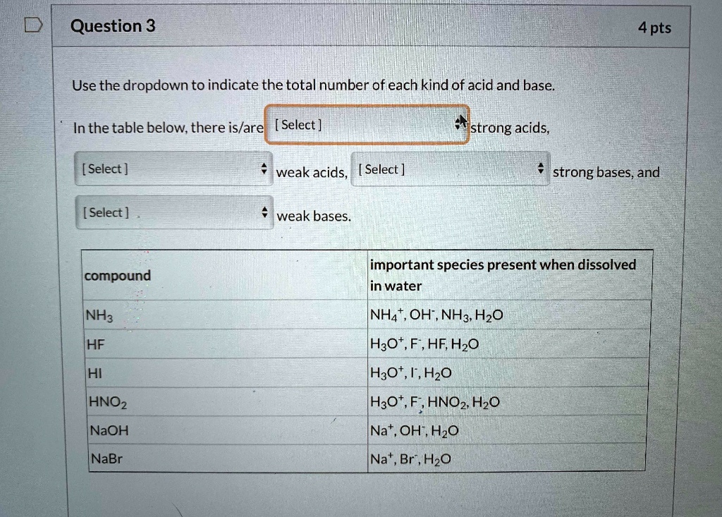 question 3 4pts use the dropdown to indicate the total number of each ...