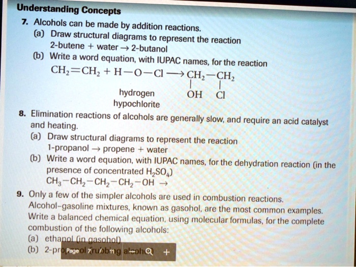 Solved Understanding Concepts 7 Alcohols Can Be Made By Addition