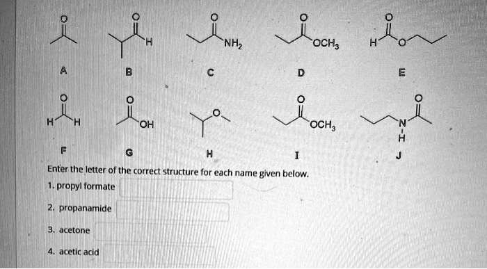 SOLVED: NHz "OCH; Enter the letter of the correct structure for each ...