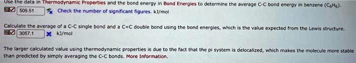 SOLVED: Thermodynamic Properties and the Bond Energy in Bond Energies to Determine the Average C ...