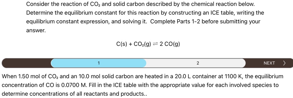 Consider the reaction of CO2 and solid carbon described by the chemical ...